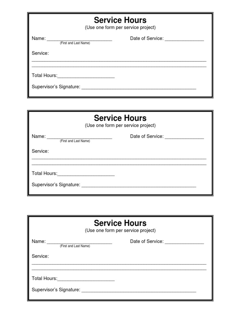 Service Hour Form | PDF