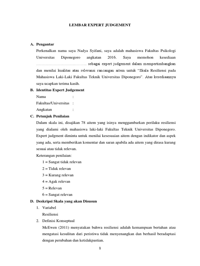 Lembar Expert Judgement Nadya | PDF