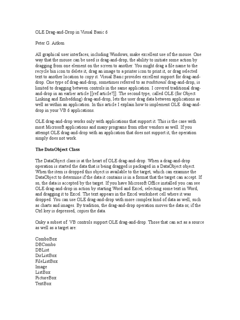 OLEDrag and Drop With VB6 | PDF | Parameter (Computer Programming) | System Software