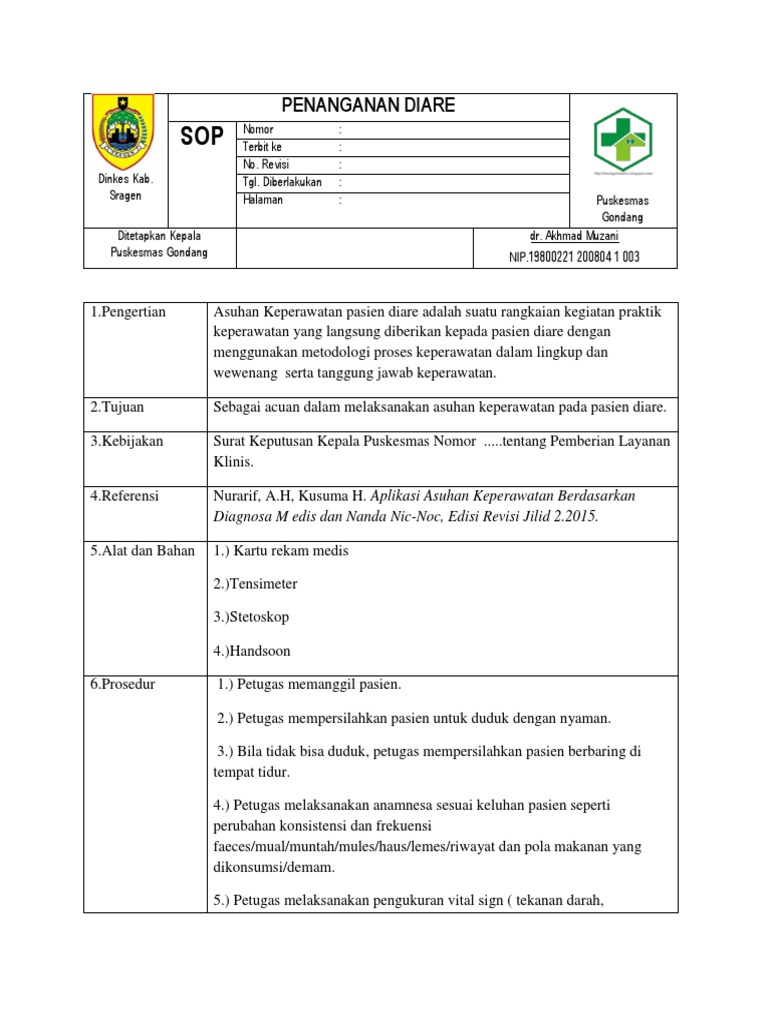 SOP Penanganan Pasien Diare | PDF