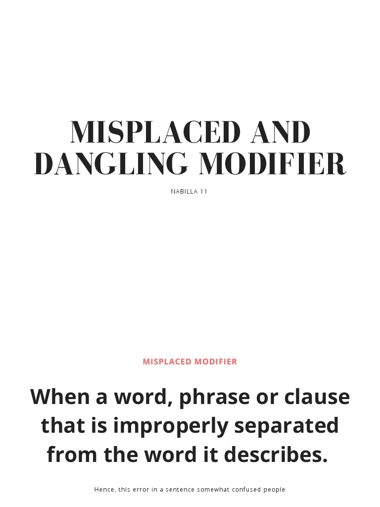 Misplaced and Dangling Modifier 1 | Download Free PDF | Sentence ...
