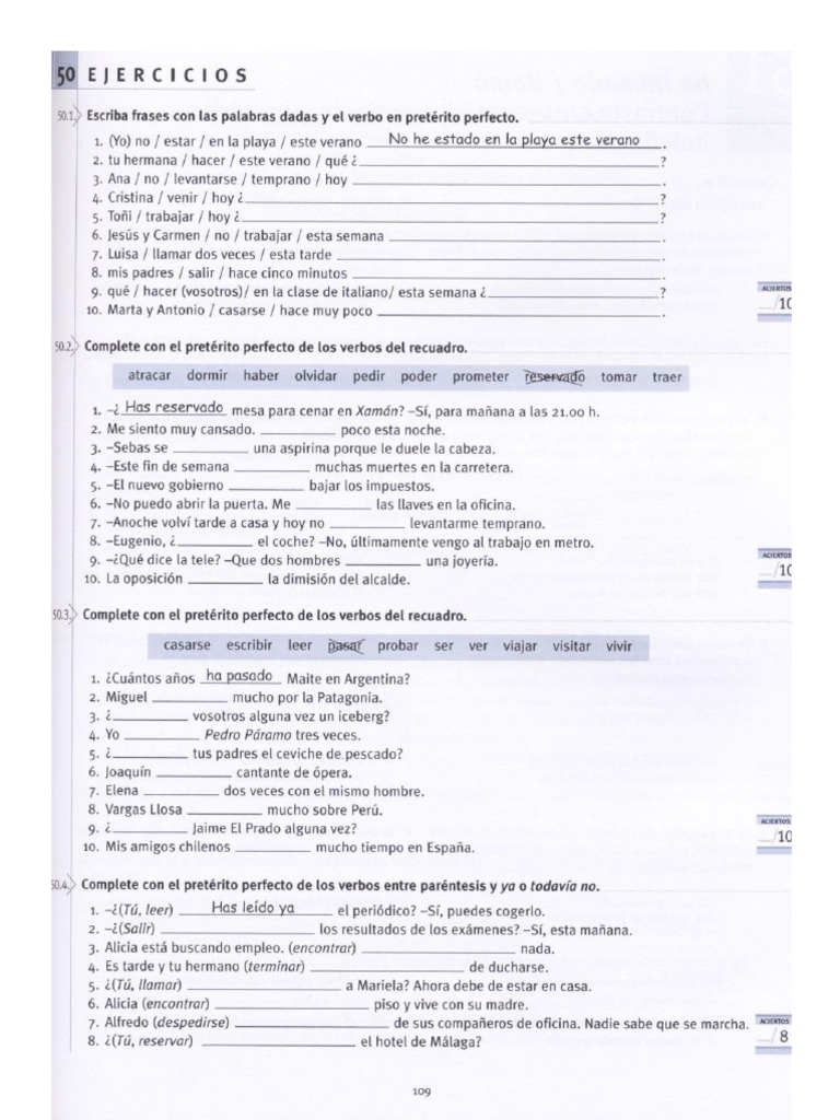 Antepresente - Ejercicios