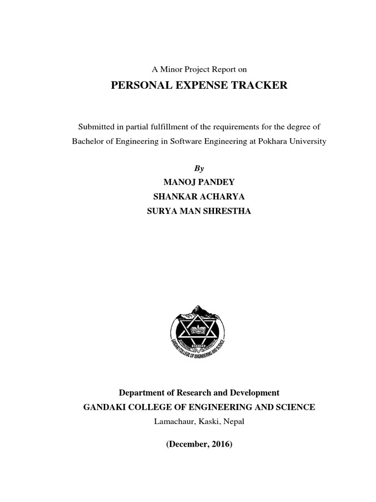 Final Report Personal Expense Tracker | PDF | Use Case | Password