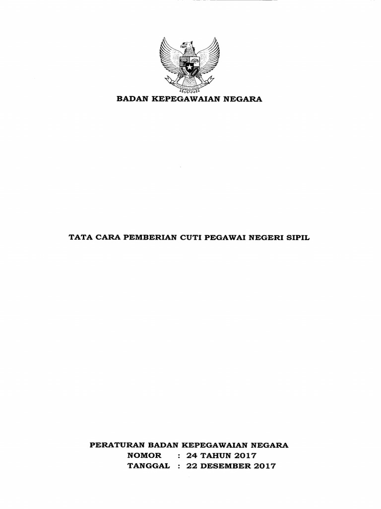 Aturan Terbaru Pemberian Cuti PNS BKN Nomor 24 Tahun 2017 | PDF ...