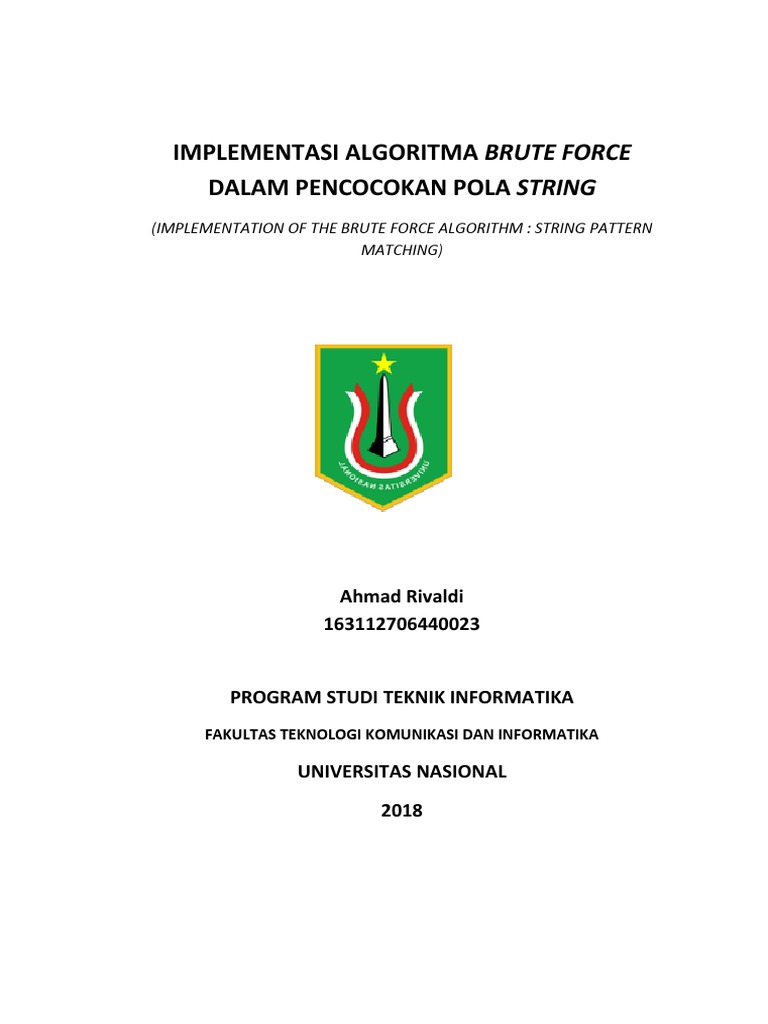 Implementasi Algoritma Brute Force Dalam Pencocokan Pola String | PDF