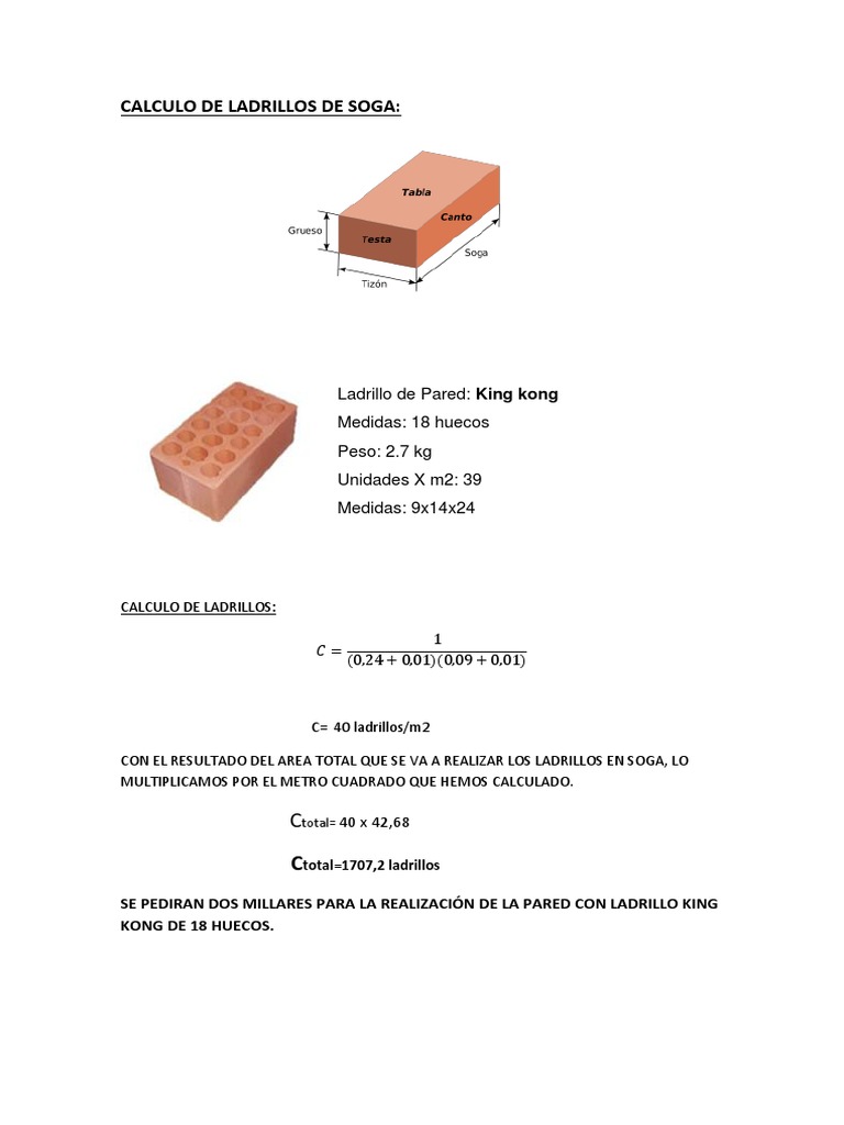 Calculo de Ladrillos de Soga