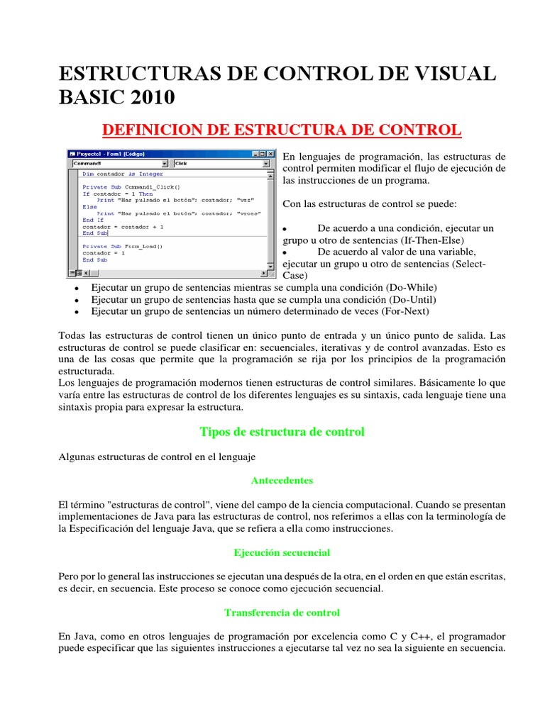 Estructuras de Control de Visual Basic 2010 | Descargar gratis PDF | Flujo de control ...