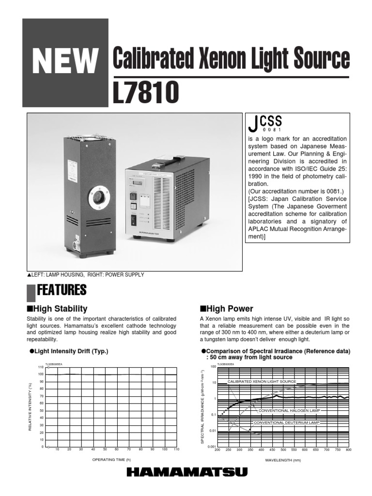 Calibrated Xenon Light Source L7810: Features | PDF | Light ...