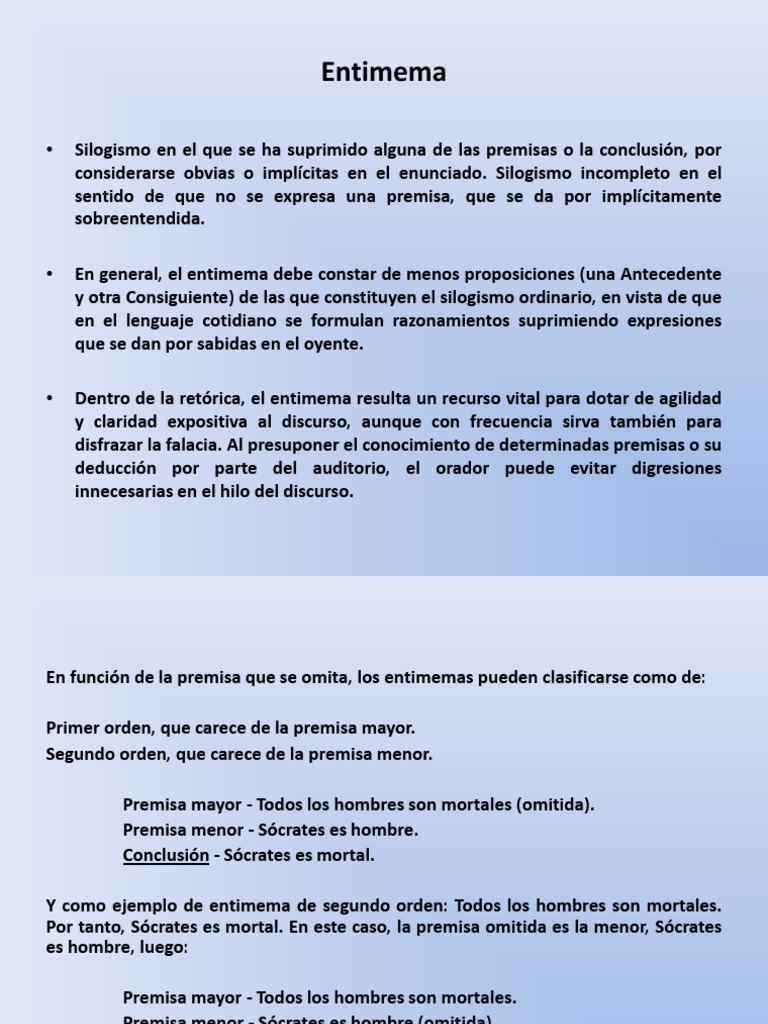 Definición y Ejemplos de Entimema | PDF | Lógica | Consecuencia Lógica