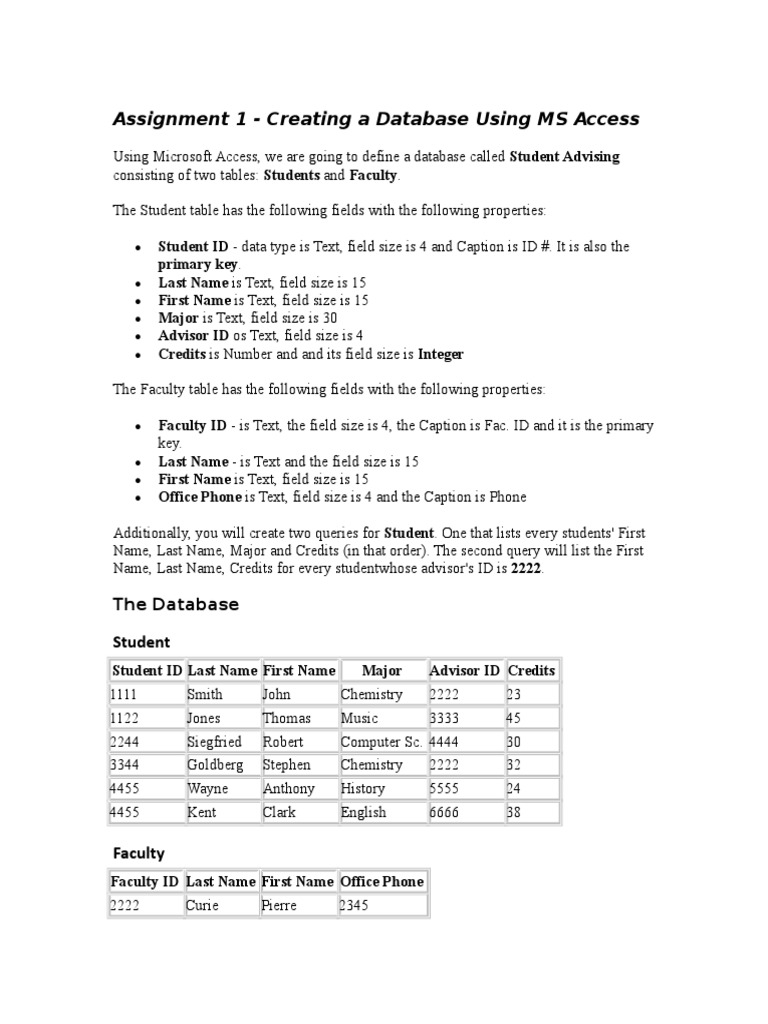 Database Using MS Access | PDF