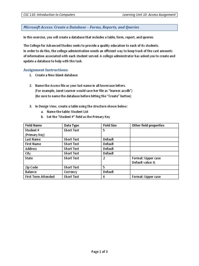 Access School | PDF | Microsoft Access | Databases