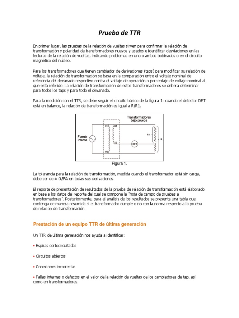 Prueba de TTR | PDF | Transformador | Bienes manufacturados