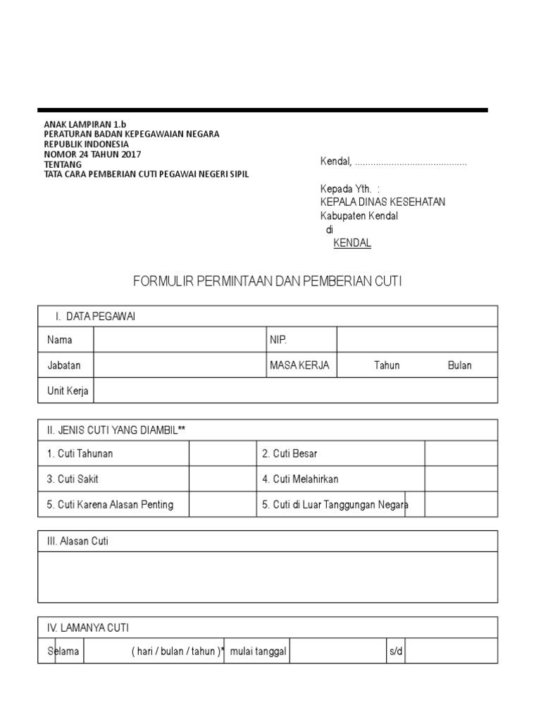 Blangko Cuti 2018 | PDF