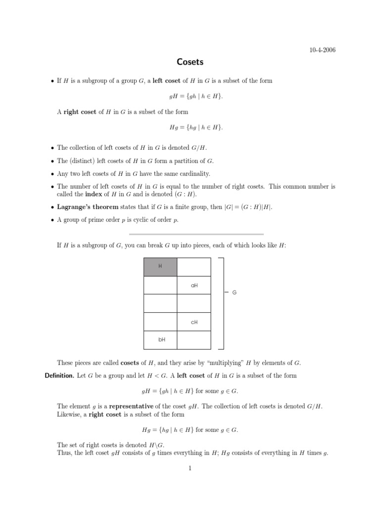 Coset | Index Of A Subgroup | Group (Mathematics)