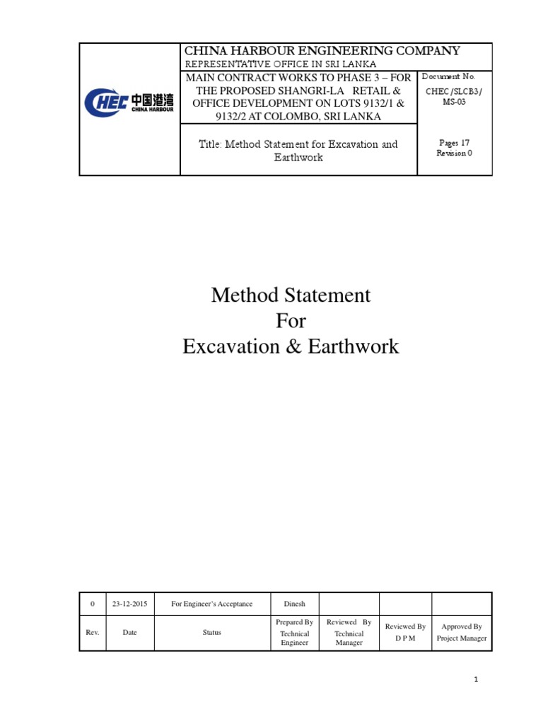 Excavation Method Statement for Shangri-La Project | PDF | Deep ...