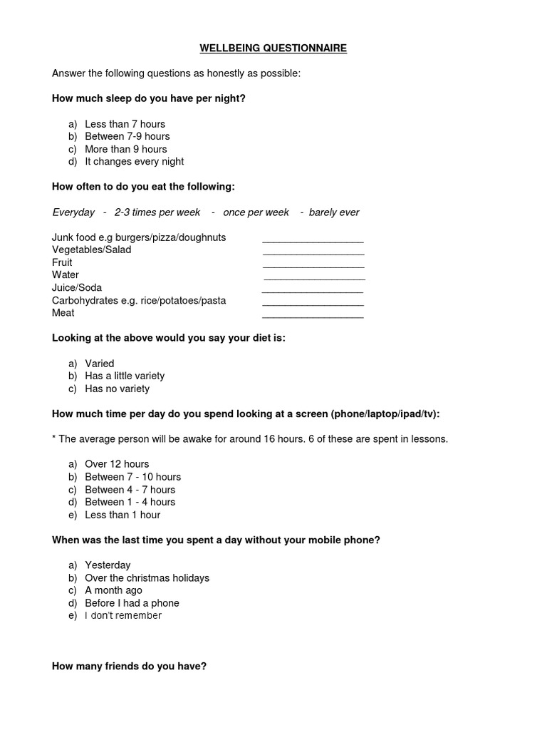 Everyday - 2-3 Times Per Week - Once Per Week - Barely Ever | PDF ...