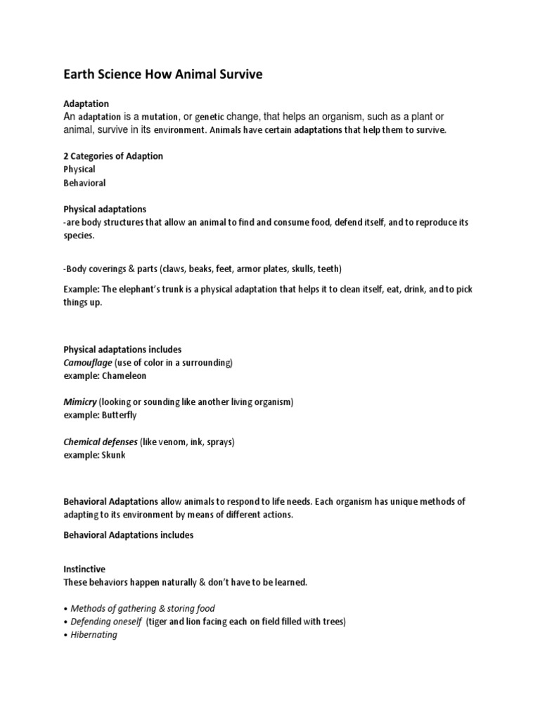 How Animal Survive | PDF | Science & Mathematics