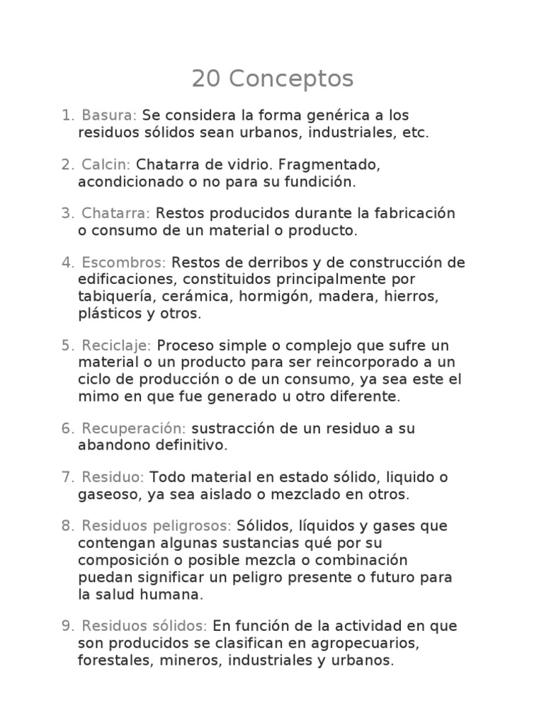 20 Conceptos | PDF | El plastico | Residuos