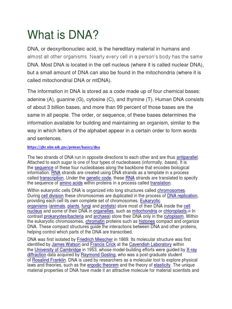 What Is DNA | PDF | Dna | Cell (Biology)