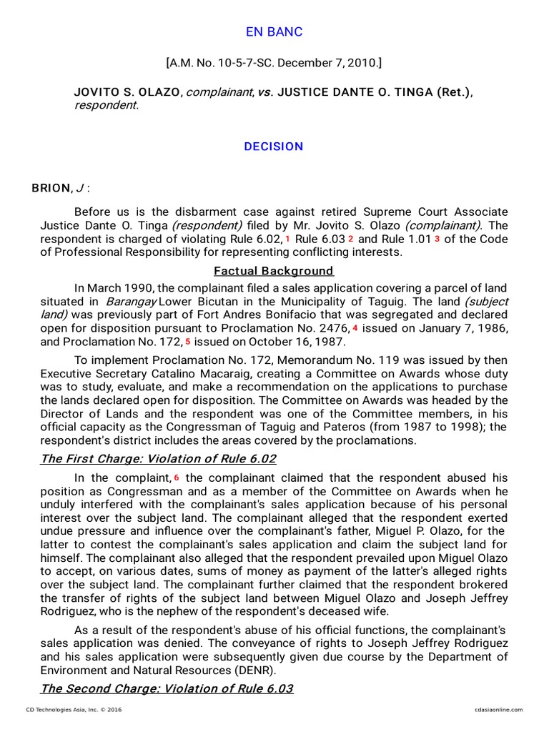 Disbarment Case Against Justice Tinga | PDF | Practice Of Law | Government