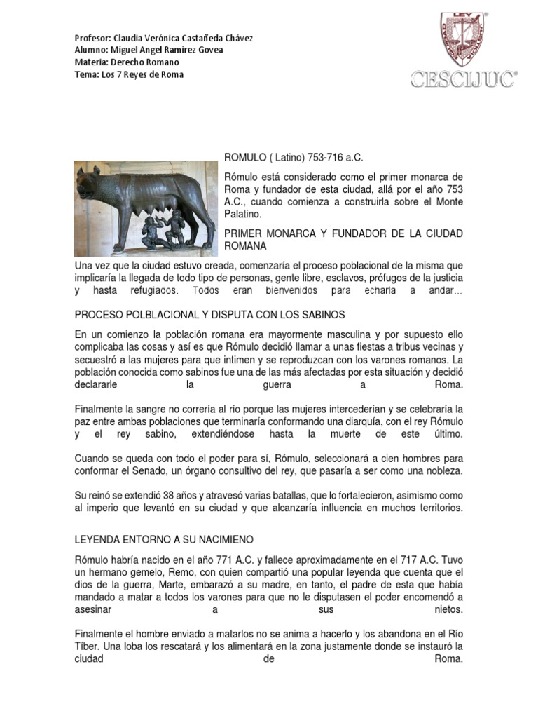 Los 7 Reyes de Roma | PDF | Europa antigua | Roma antigua