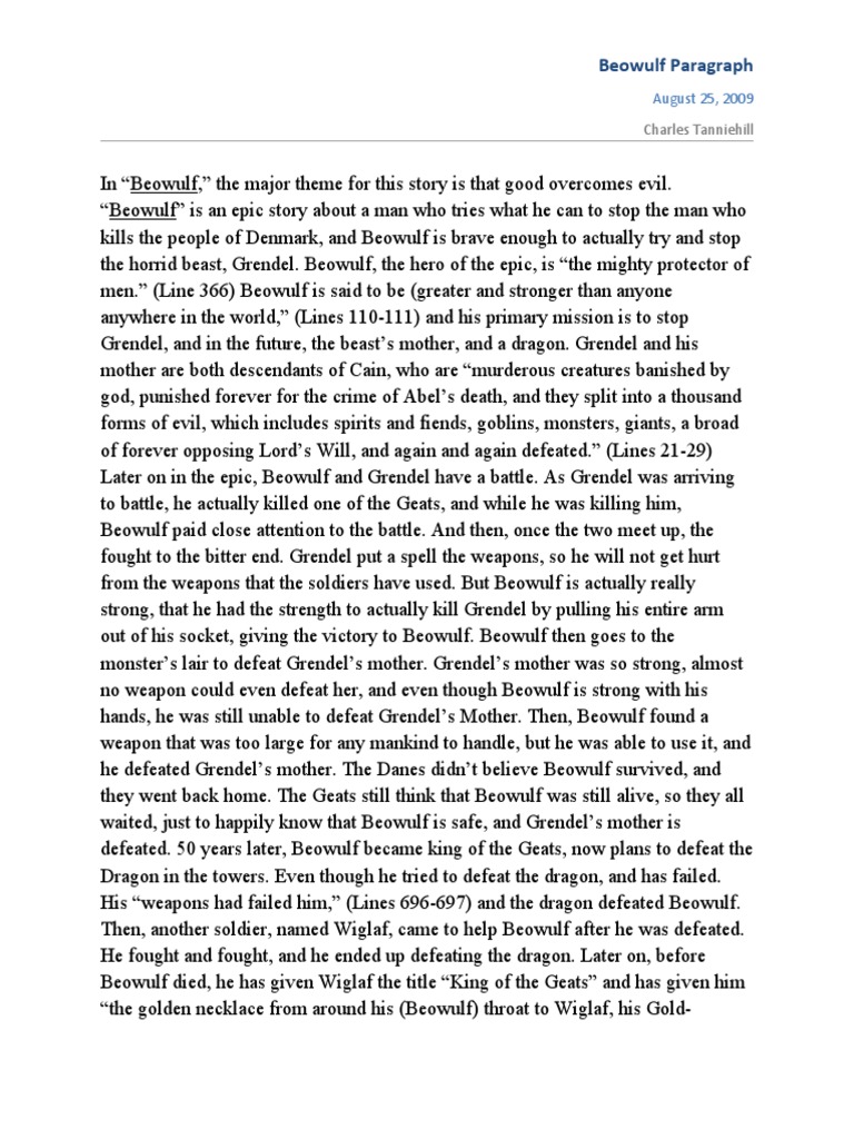 Beowulf Paragraph | PDF | Beowulf | English Heroic Legends