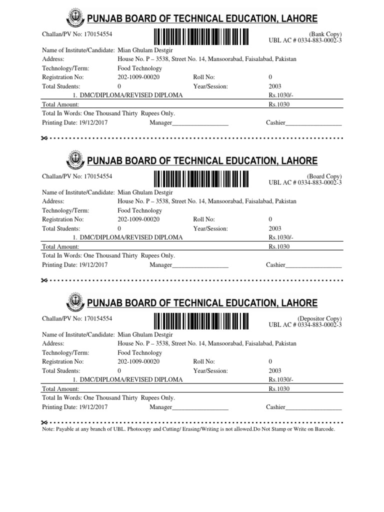 How To Fill PBTE Challan Form | PDF | Written Communication | Business