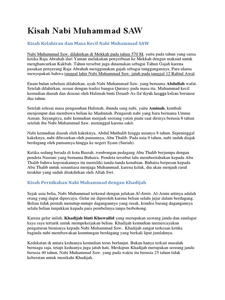 Kisah Nabi Muhammad SAW | PDF