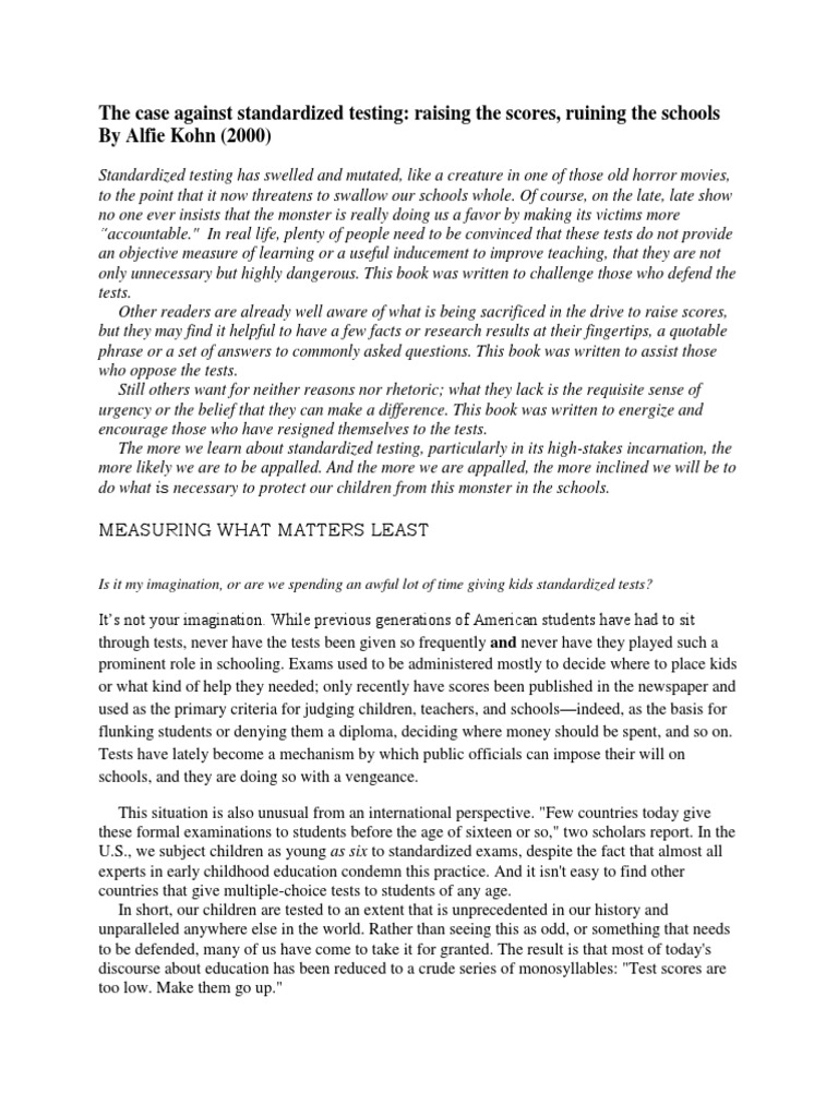 The Case Against Standardized Testing: Raising The Scores, Ruining The ...