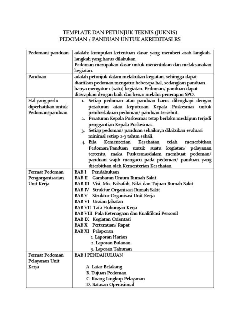 Template Dan Petunjuk Teknis Pedoman Panduan | PDF