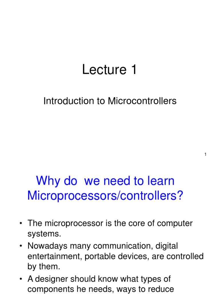 Lecture 1 | PDF | Microcontroller | Microprocessor