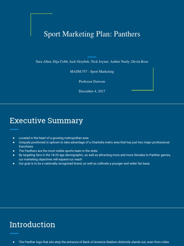 Sport Marketing Plan Panthers | PDF | Strategic Management | Marketing ...