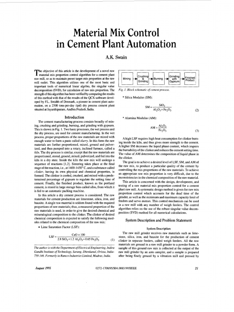 Material Mix Control PDF | PDF | Cement | Mill (Grinding)