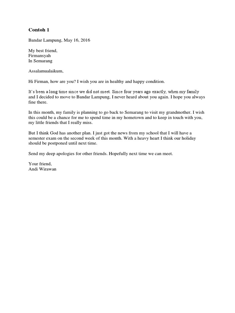 Contoh 1.docx Surat Informal | PDF