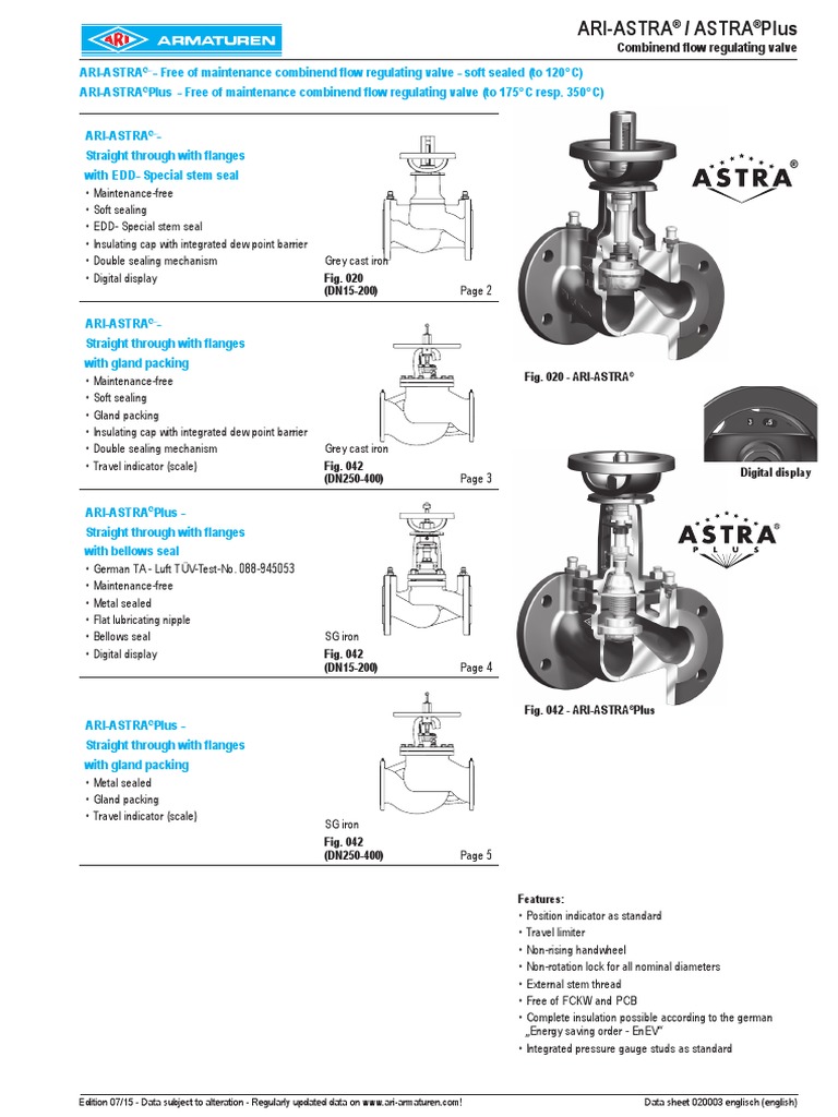 ARI-ASTRA Balancing Valve | PDF | Valve | Pressure Measurement