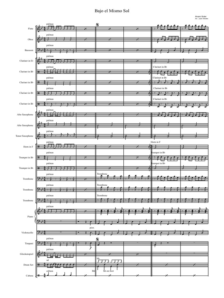 Bajo El Mismo Sol - Score and Parts | PDF | Saxophone | Orchestre