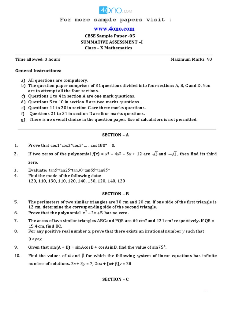 For More Sample Papers Visit:: Summative Assessment - I | PDF ...