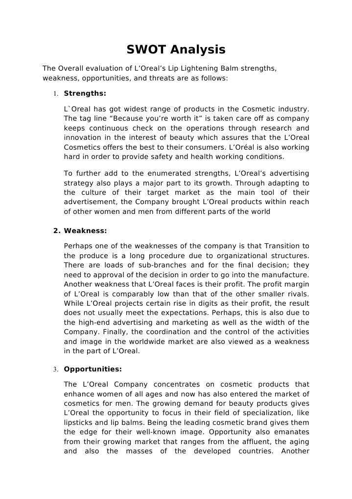 SWOT Analysis | Cosmetics | Brand