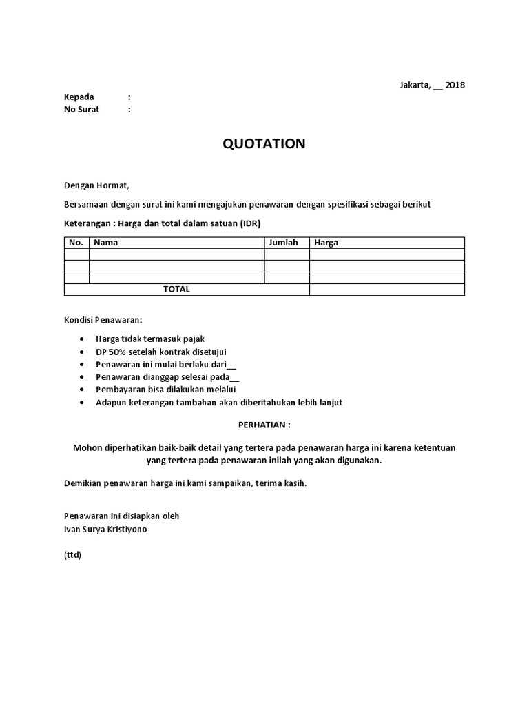 Contoh Quotation | PDF