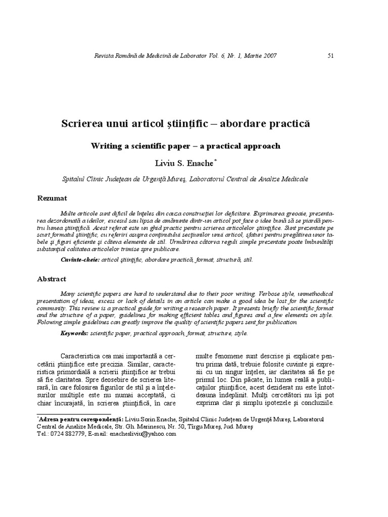 Cum Se Scrie Un Articol Stiintifc PDF | PDF