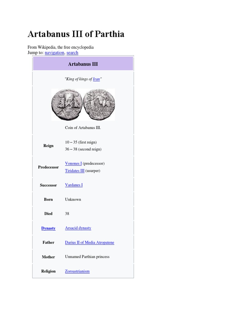 Artabanus III: Parthian King Reign History | PDF | History