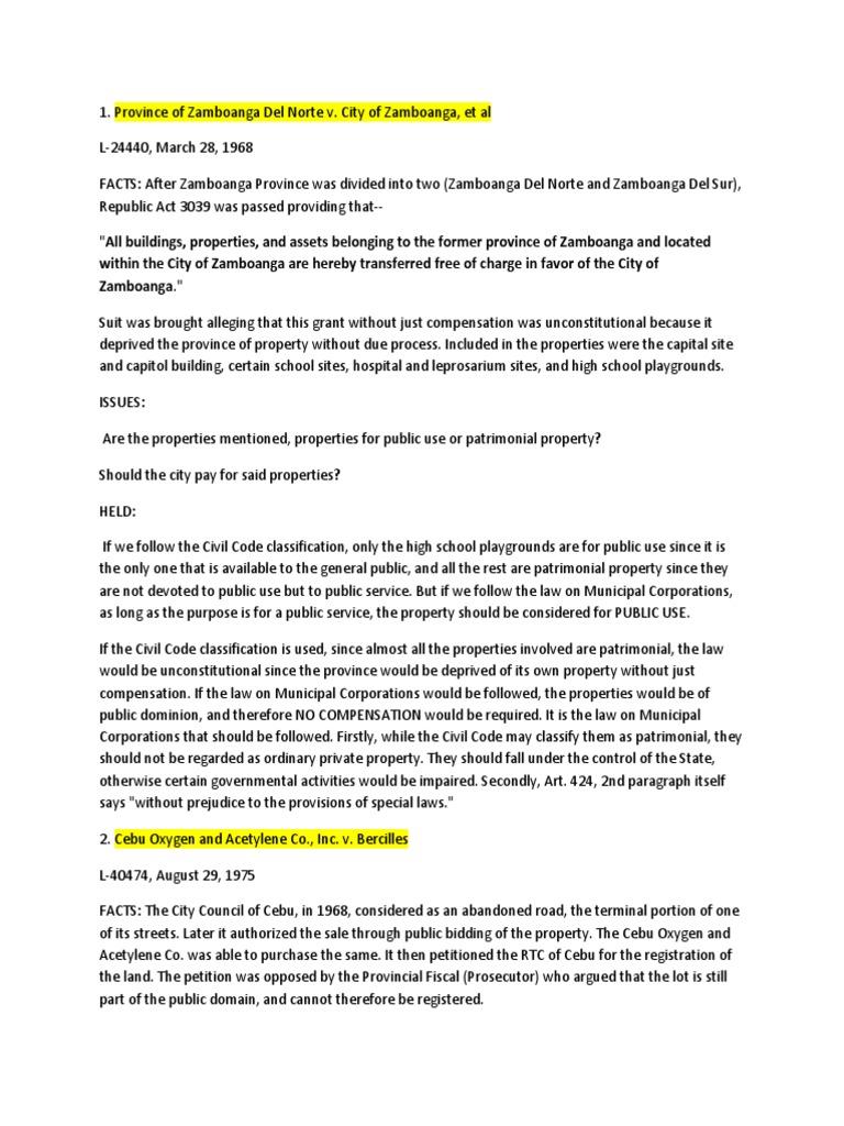 Public and Patrimonial Property Cases | PDF | Property | Ownership