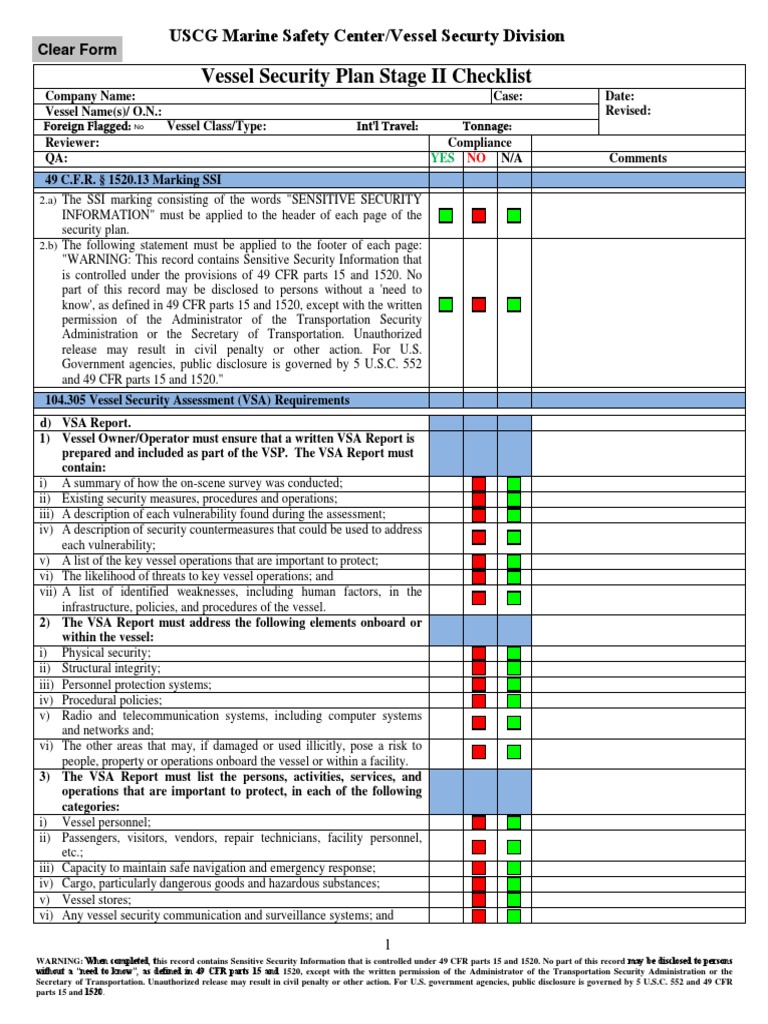 VSP Stage II Checklist | PDF | Government | Transport