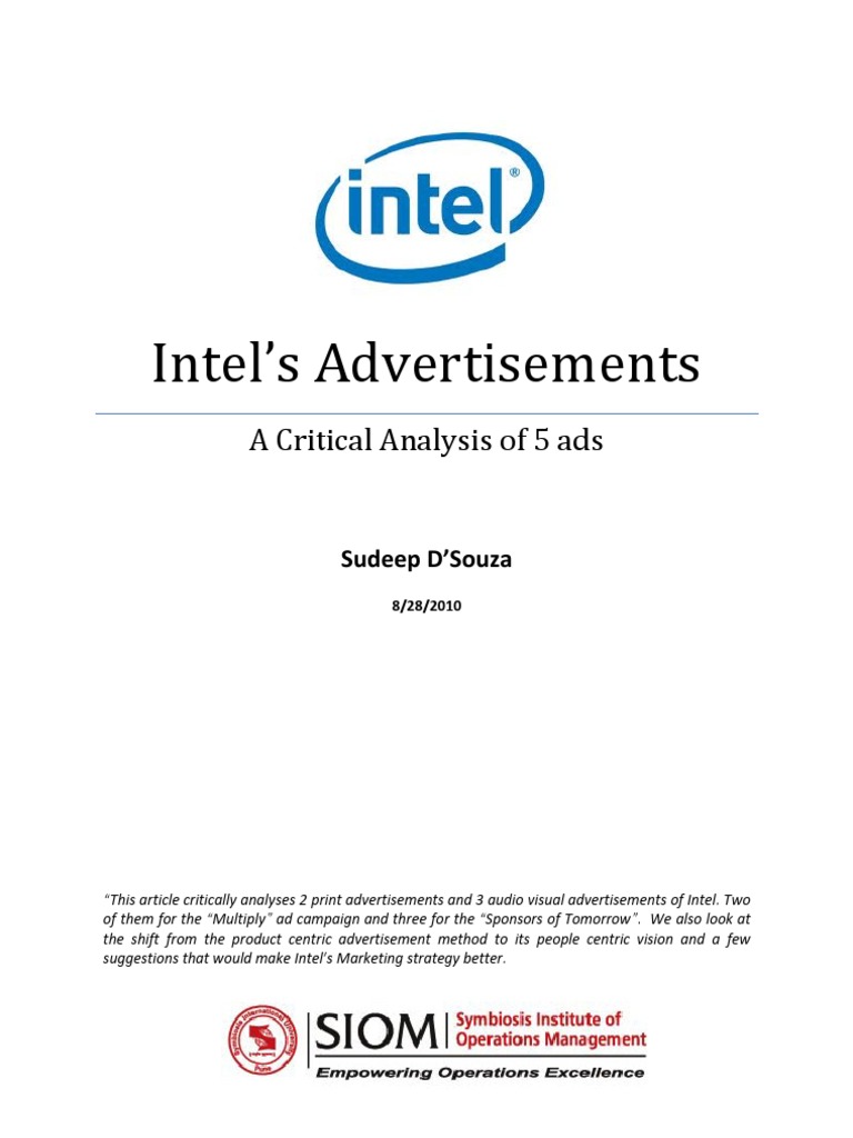 Intel Advertisements Critical Analysis | PDF | Intel | Advertising
