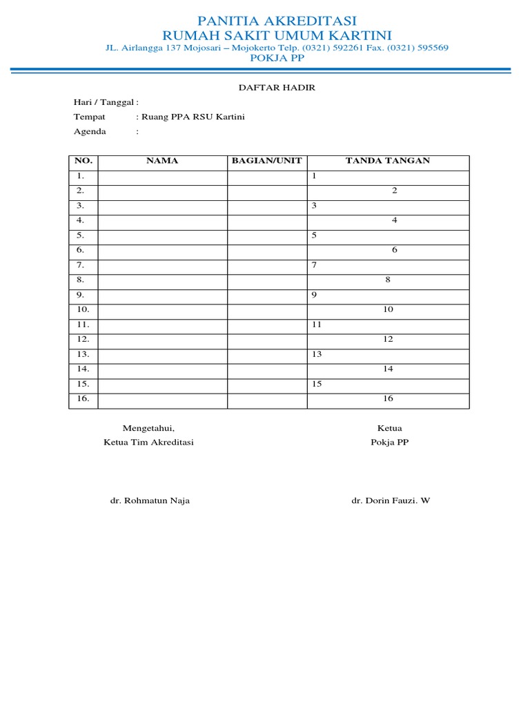 Kop Surat Pokja AP (Undangan, Daftar Hadir, Notulen) | PDF