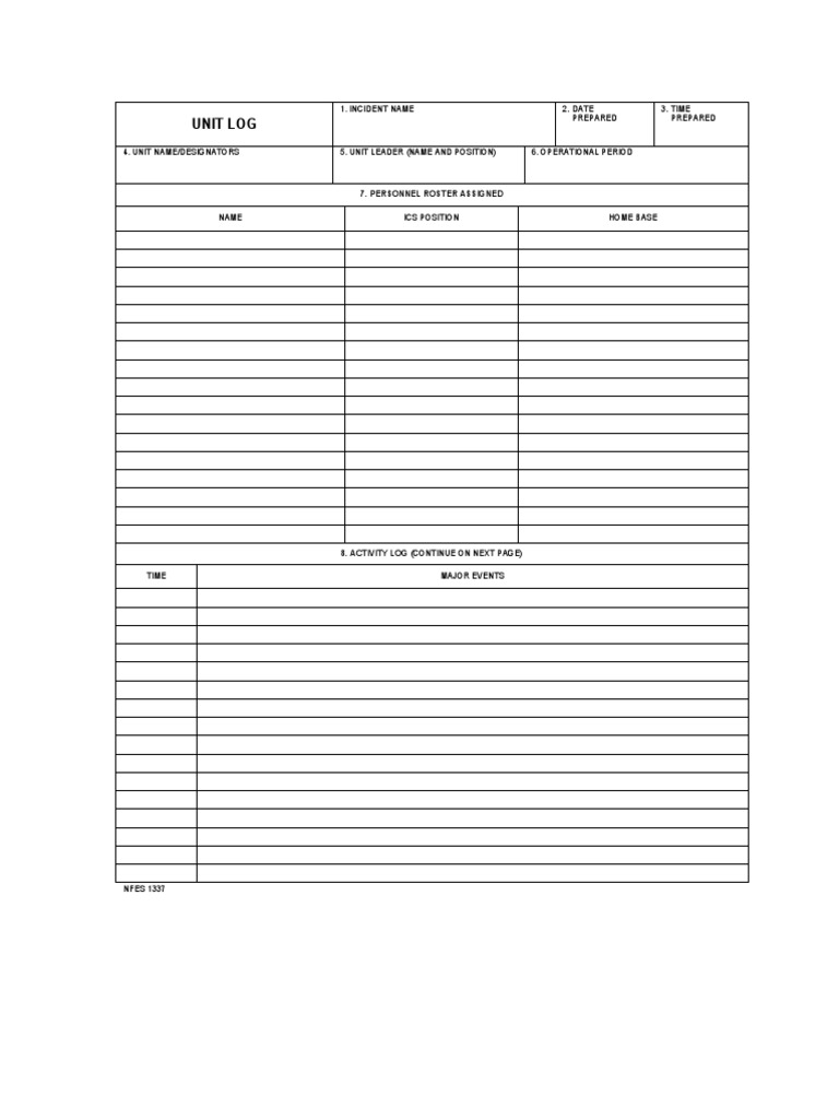 ICS 214 Unit Log Template | PDF