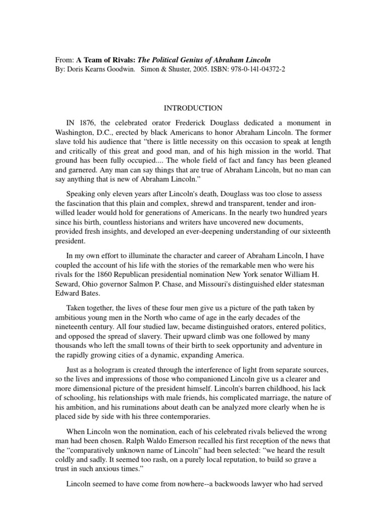A Team of Rivals Introduction) | PDF | Unrest