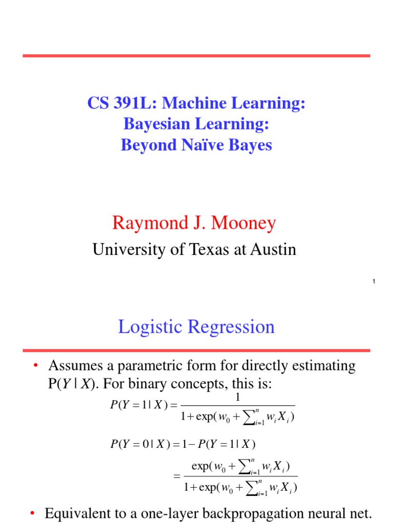 CS 391L: Machine Learning: Bayesian Learning: Beyond Naïve Bayes | PDF ...