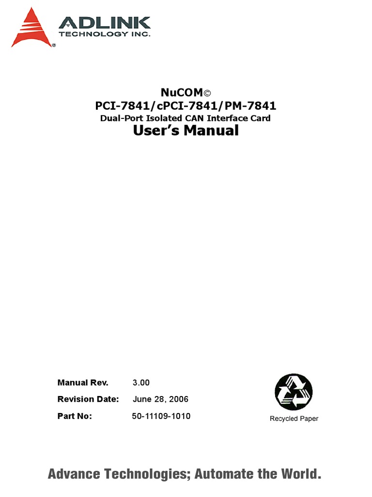 User's Manual: Nucom PCI-7841/cPCI-7841/PM-7841 | PDF | Integer ...