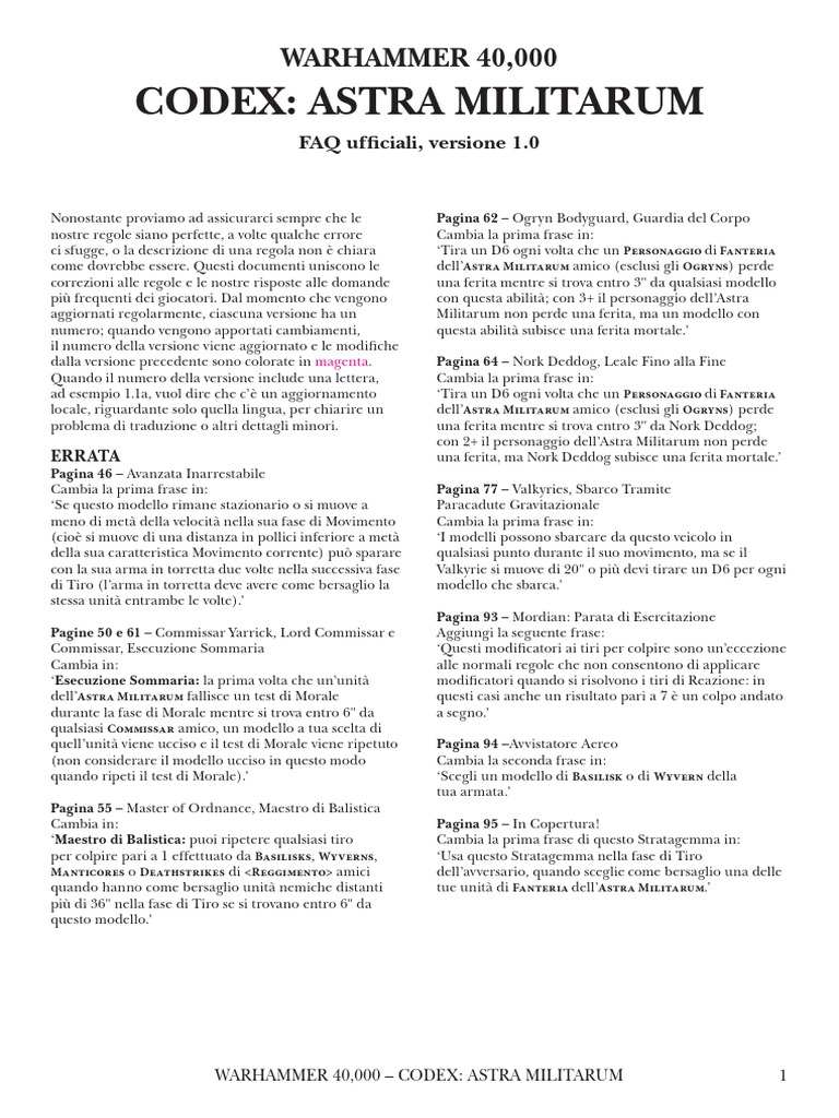 Codex Astra Militarum ITA | PDF